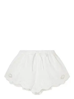 SIR. Klara Broderie Anglaise Cotton Shorts - Neutrals