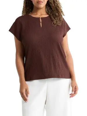 Jones New York Extended Shoulder Knit Top - Fudge