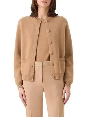 Akris Cashmere Piqué Cardigan - Camel