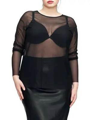 Universal Standard Thames Fog Sheer Mesh Top - Black