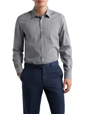 DANIEL HECHTER Modern Fit Micropattern Cotton Dress Shirt - Grey