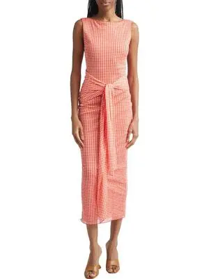 TOCCIN Toccin Wylie Tie Front Midi Dress Gingham