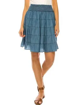 A COLLECTIVE STORY Smocked Waist A-line Skirt - Medium Indigo