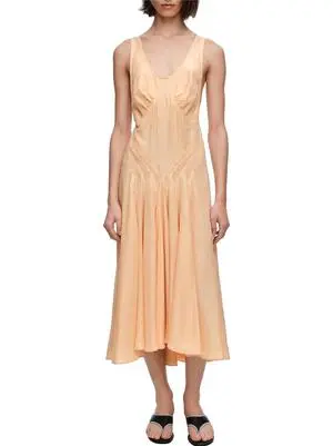 Bimba Y Lola Silk Cross-back Midi Dress - Orange