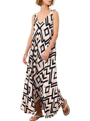 MINT VELVET MINT VELVET Monaco Geo Print Maxi Dress With V-Neckline And Tie Shoulders