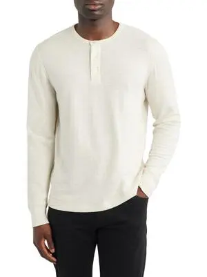 Vince Long Sleeve Pima Cotton & Modal Henley - Blanco