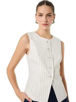 Koton Sleeveless Button-down Striped Vest - Ecru Stripe
