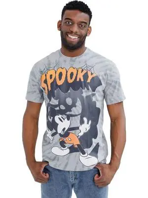 Disney Mickey Mouse "spooky" Graphic T-shirt - Mickey Ghost Grey
