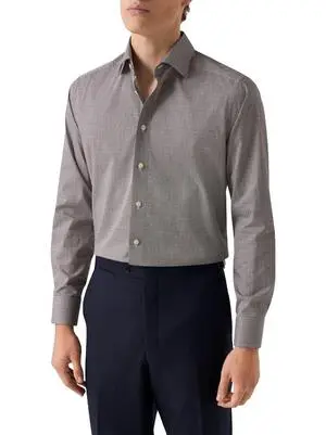 Eton Slim Fit Microprint Signature Cotton Twill Dress Shirt - Medium Red
