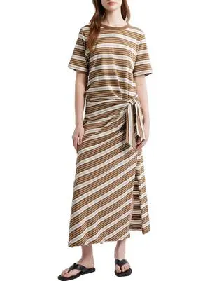 Rag & Bone The Slub Stripe T-shirt Maxi Dress - Brown Multi