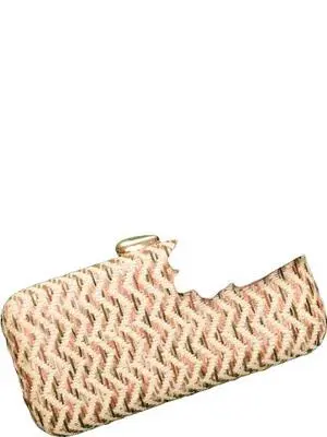 URBAN EXPRESSIONS Valentina Woven Box Clutch With Sculpted Metallic Clasp - Beige Multi