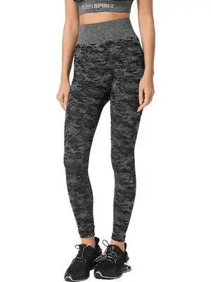 PLEIN SPORT Seamless Sport Leggings Camouflage - Black