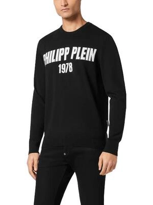 Philipp Plein Pullover Round Neck 1978 Logo - Black