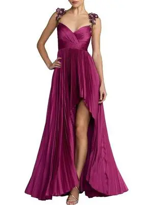 Mac Duggal Sleeveless Beaded Floral Detail Gown - Magenta