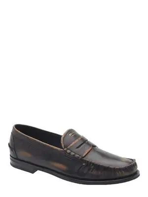 Prada Antiqued Leather Loafer - Nero/cuoio