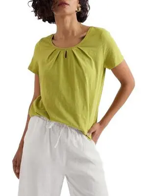 SEASALT CORNWALL Organic Cotton Keyhole T-shirt - Avocado