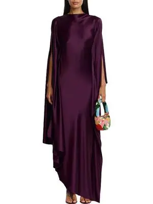 Acler Jarvis Long Sleeve Satin Gown - Fig