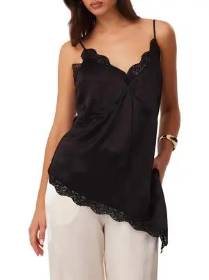 SNDYS. SNDYS Toni Asymmetric Lace Trim Camisole Black