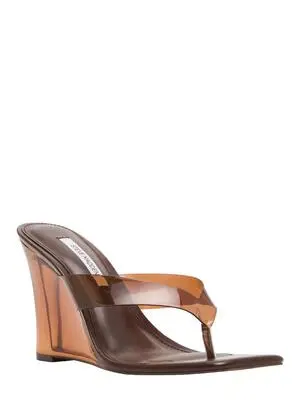 Steve Madden Katrine Transparent Wedge Flip Flop - Brown