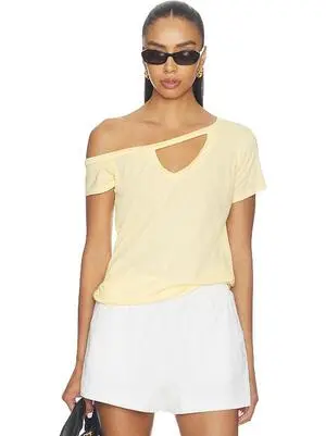 Michael Lauren Asymmetrical Cold Shoulder Tee - Yellow