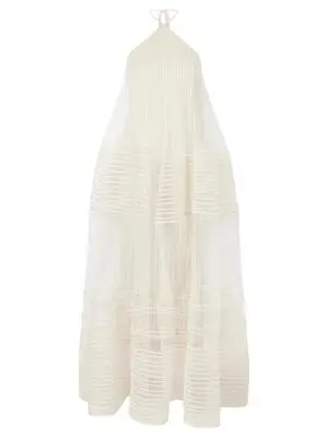 Jacquemus Epi Embroidered Tulle Maxi Dress - Neutrals