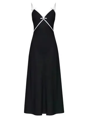 Moschino Spaghetti Strap Dress With Contrasting Trim And Bow Detail - Black