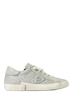 Philippe Model Glitter Effect Panelled Sneakers - Silver