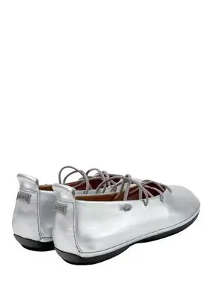Camper Nina Lace-up Ballet Flats - Silver