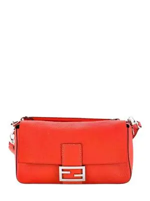 Fendi Selleria Baguette Nm Bag Leather - Red