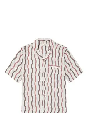 Frescobol Carioca La Marzocco Striped Tencel® And Linen-blend Pyjama Shirt - Neutrals