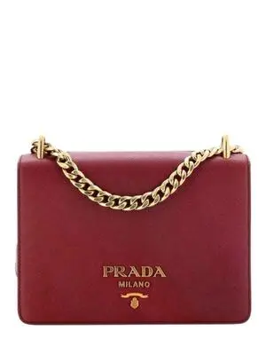 Prada Saffiano Leather Chain Flap Bag - Red