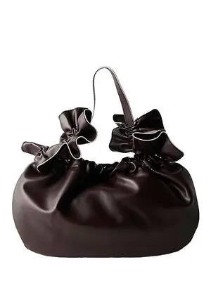 OPÉRASPORT Shila Vegan Leather Bag With Ruffle Detailing - Mocha
