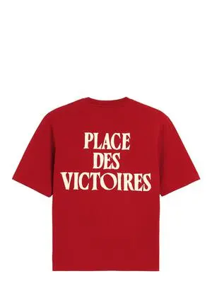 AMI Paris AMI Paris Printed Cotton T-Shirt Ruby Red/ivory