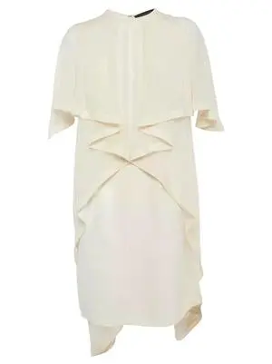 Elie Saab Cream Draped Ruffled Midi Dress - Neutrals
