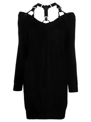 Moschino Knitted Dress With Braces Detail - Black