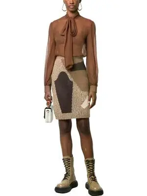 Moschino Intarsia Knit Pencil Skirt - Neutrals