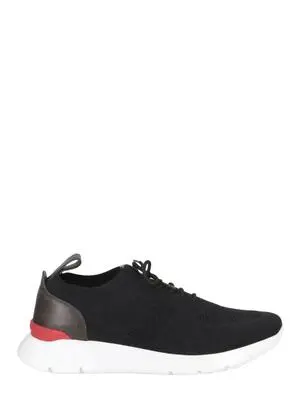 Isaia Leather And Knit Panel Sneakers - Black