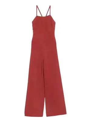 MOUTAKI Wide-leg Jumpsuit With Square Neck And Tie-back Detail - Red