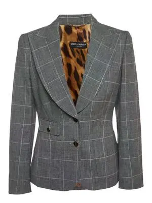 Dolce & Gabbana Plaid Single-breasted Blazer - Grey