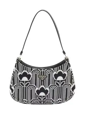 Prada Prada Geometric Knit Shoulder Bag Black