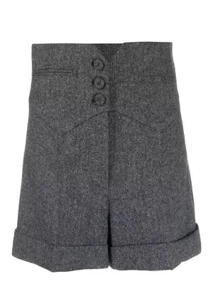 Moschino Slub-texture High-waisted Shorts - Grey