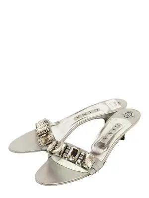 GINA Crystal-embellished Slide Sandals - Silver