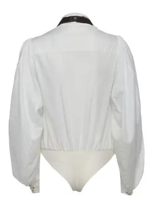 Elisabetta Franchi Puff-sleeve Shirt Bodysuit - White