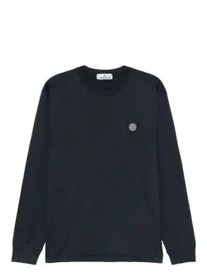 Stone Island Stone Island Logo Detailed Crewneck T-Shirt Navy