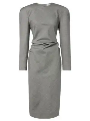 Magda Butrym Wool Midi Dress With Tie Detail - Gray