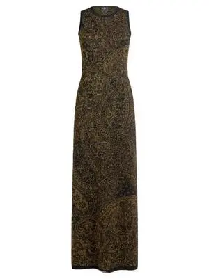 Etro Maxi Dress In Metallic Paisley Jacquard - Black