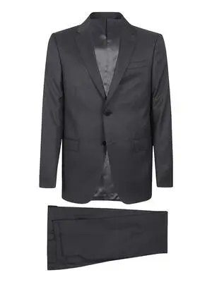 Zegna Suit With Zipper And Button Closure - Black