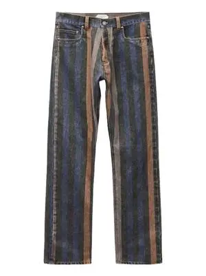Versace Versace Striped Straight Leg Jeans Black