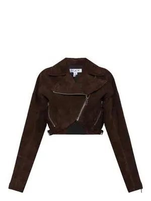 Alaïa Cropped Suede Biker Jacket - Brown