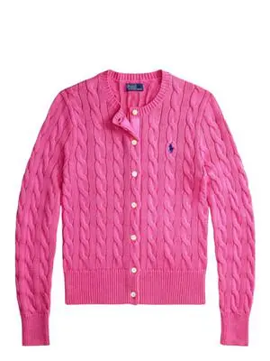 Polo Ralph Lauren Cable Knit Cotton Cardigan - Fuchsia